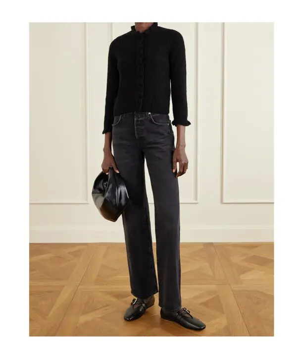 DÔEN Long-sleeved Cardigan With Ruffle Trim