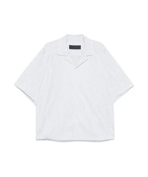 JUUN.J Poly Stripe Coach Short Sleeve Shirt - White