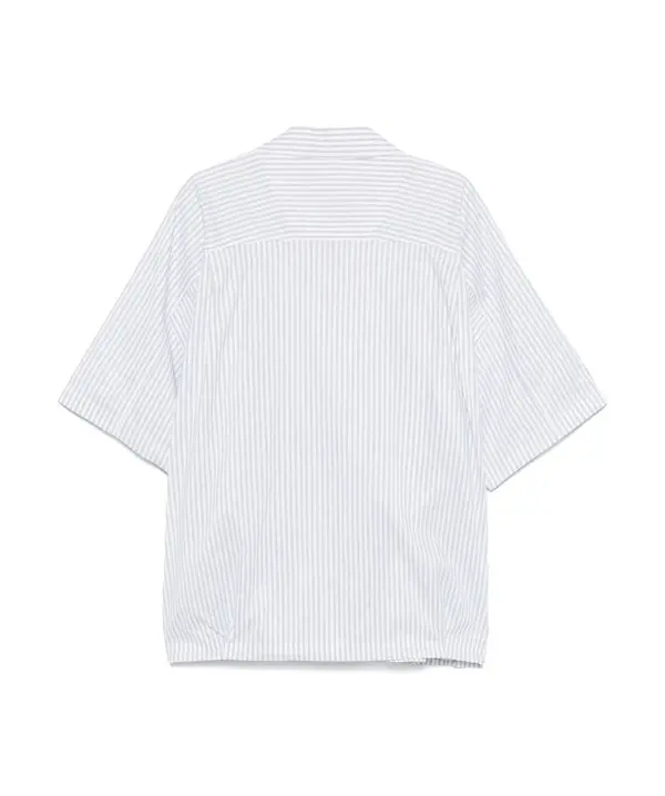 JUUN.J Poly Stripe Coach Short Sleeve Shirt - White