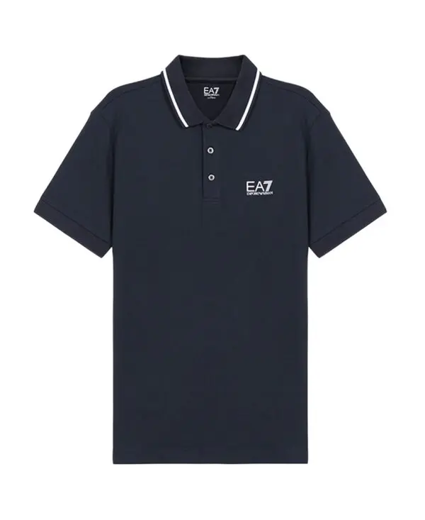 EA7 Contrast Trim Polo Shirt - Black