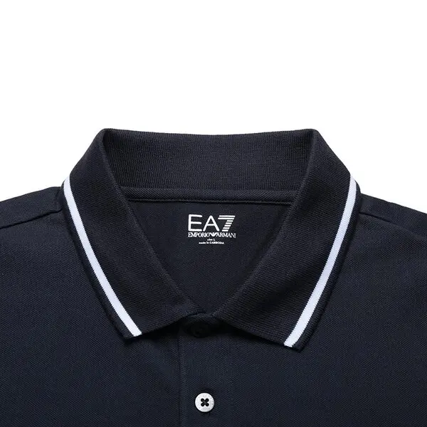 EA7 Contrast Trim Polo Shirt - Black