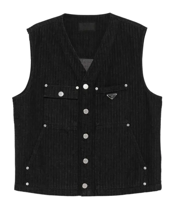 Prada Chevron Denim Gilet - Black