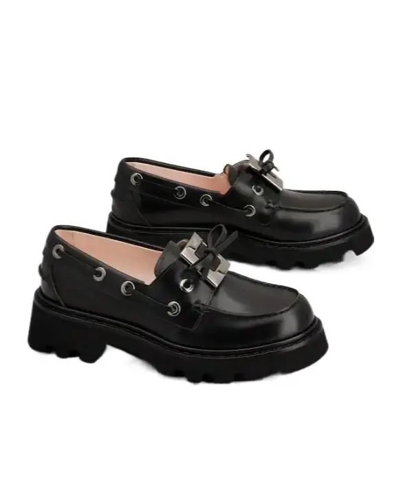 ROGER VIVIER Viv" Rangers Truck Loafers With Metal Buckle And Braided Detail - Black