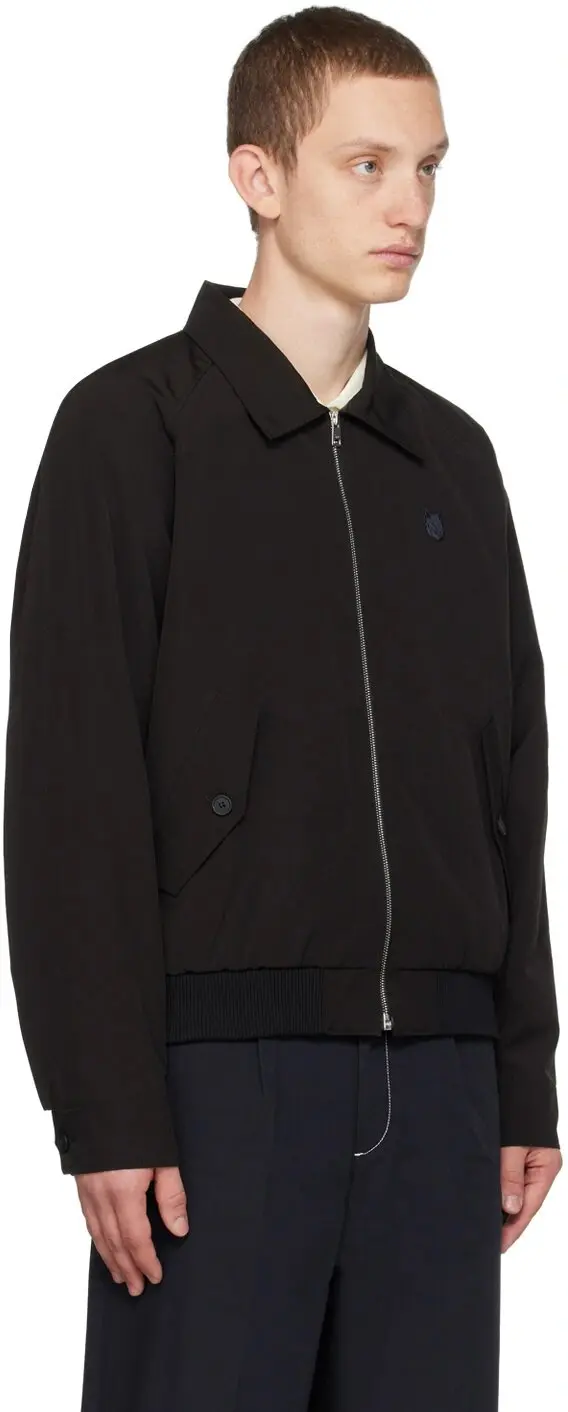 Maison Kitsuné Fox Head Patch Harrington Jacket - Black