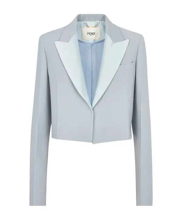 Fendi Cropped Single-breasted Blazer With Embossed Ff Detail - White