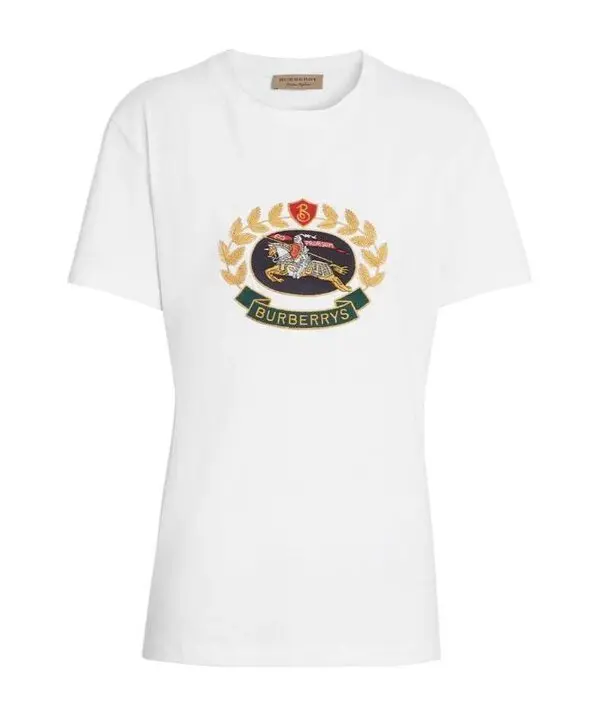 Burberry Equestrian Knight Logo Embroidered T-shirt - White