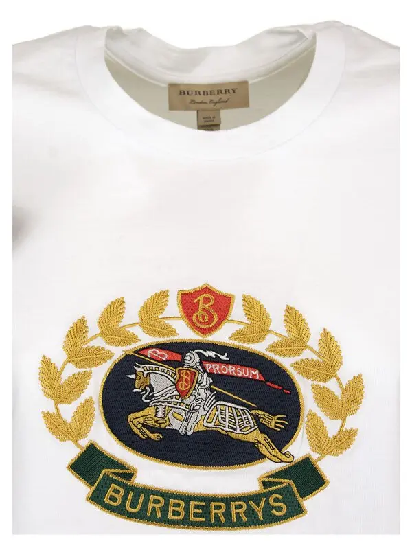 Burberry Equestrian Knight Logo Embroidered T-shirt - White