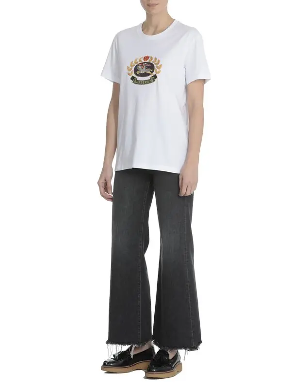 Burberry Equestrian Knight Logo Embroidered T-shirt - White
