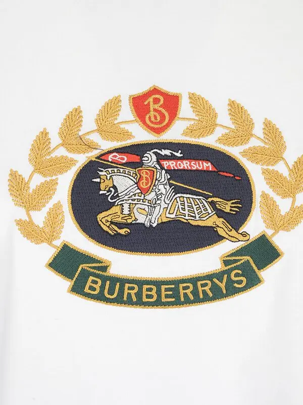 Burberry Equestrian Knight Logo Embroidered T-shirt - White