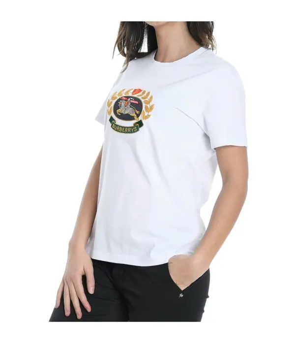 Burberry Equestrian Knight Logo Embroidered T-shirt - White