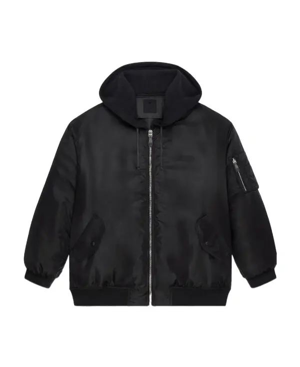 Givenchy Oversized Hooded Bomber Jacket In Nylon