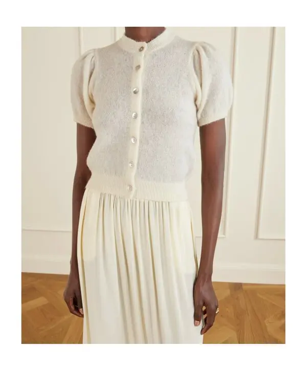 DÔEN Anisa Cardigan With Short Sleeves - Ivory