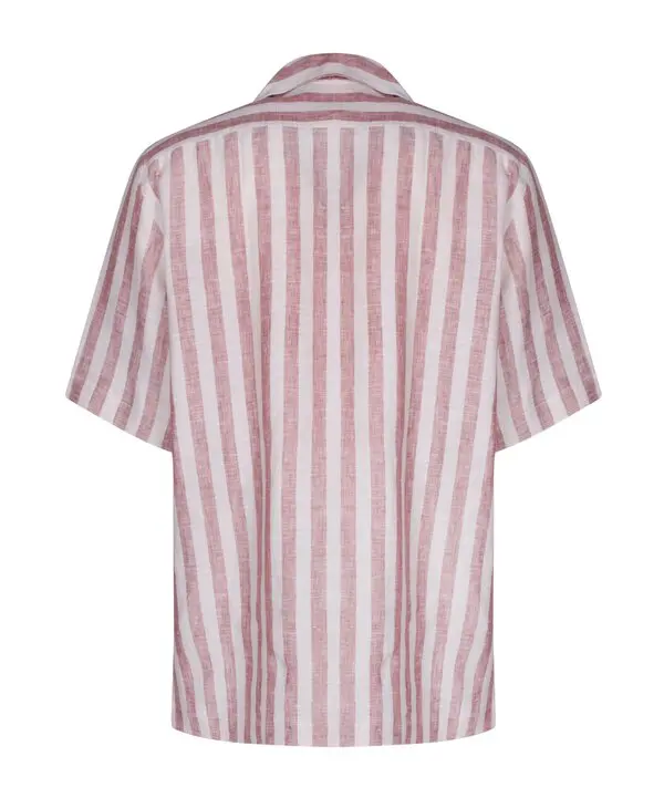 LARDINI Short Sleeve Striped Shirt - Multicolor