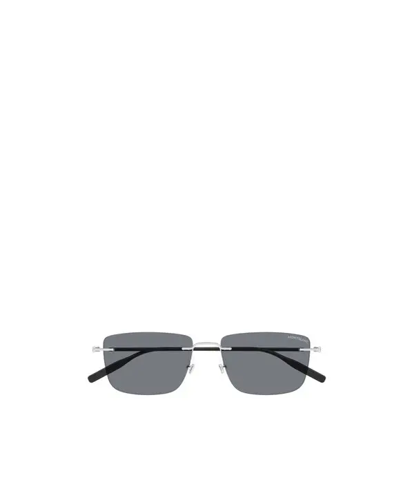 Montblanc Eyewear Rectangle Rimless Sunglasses - Silver Grey
