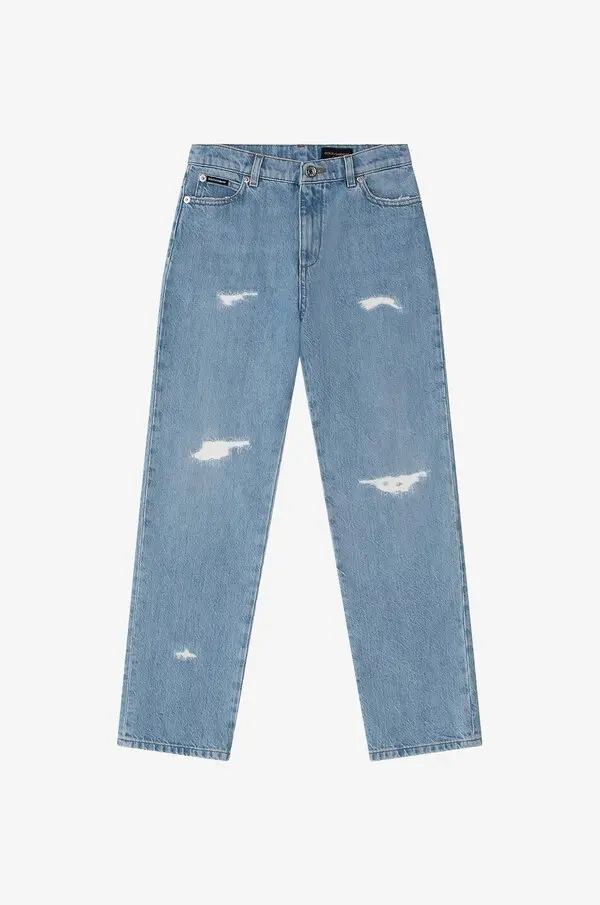Dolce & Gabbana Distressed Logo Plaque Jeans - No
