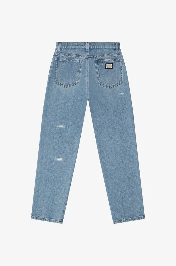 Dolce & Gabbana Distressed Logo Plaque Jeans - No