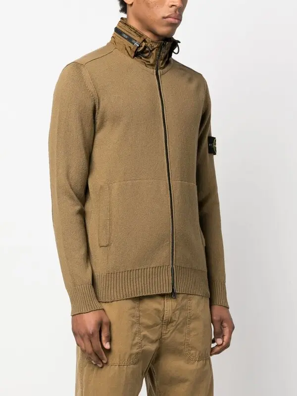 Stone Island Concealed Hood Zip-up Cardigan