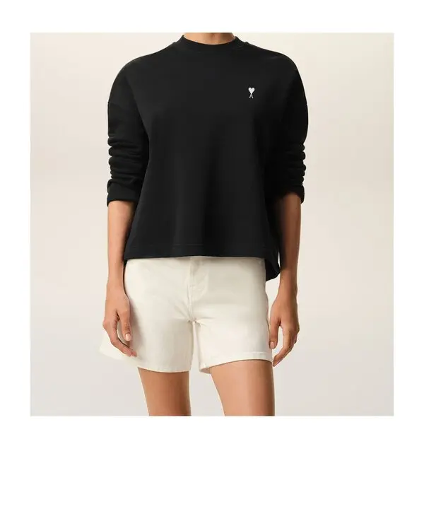 AMI Paris Logo Embroidered Crewneck T-shirt