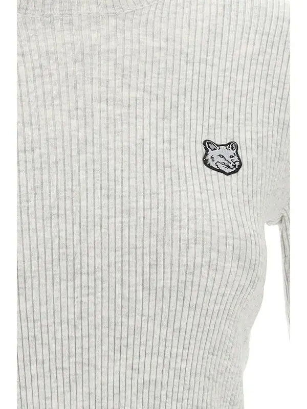 Maison Kitsuné Fine Ribbed Jumper With Fox Patch