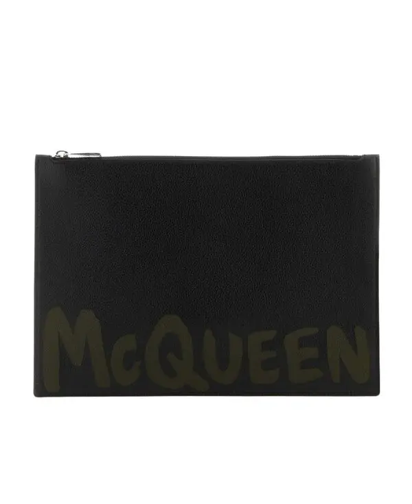 Alexander McQueen Graffiti Print Zipped Wallet - Black