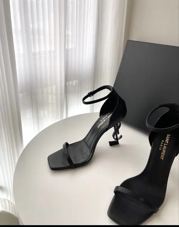 Saint Laurent Opyum High-heeled Sandals With Square Toe - Black