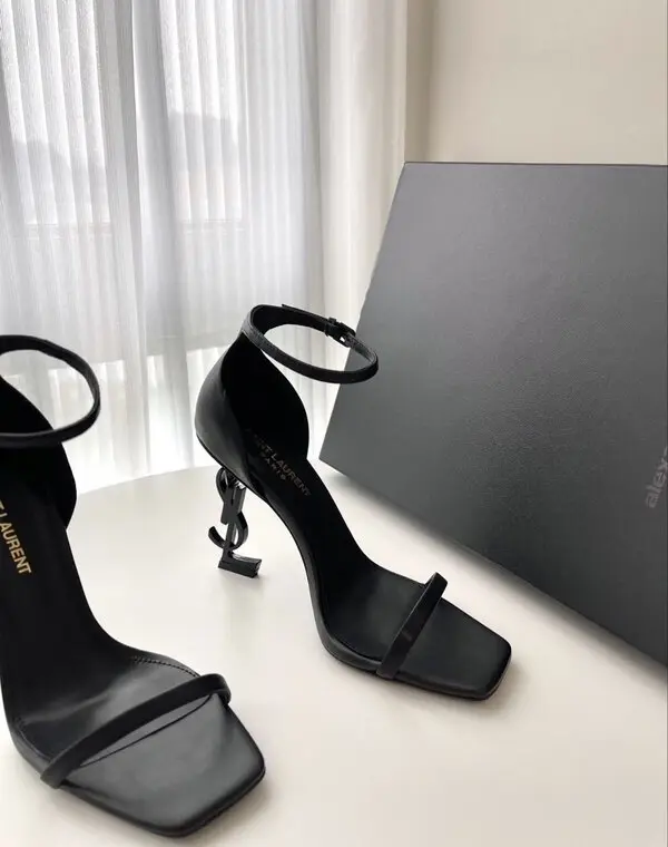 Saint Laurent Opyum High-heeled Sandals With Square Toe - Black