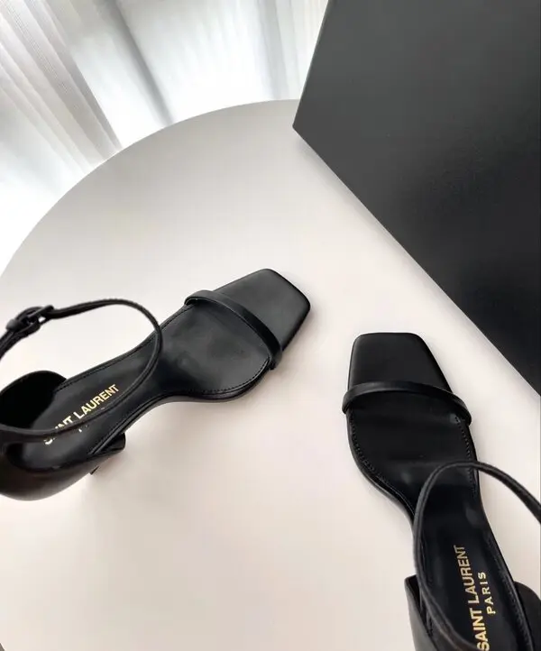 Saint Laurent Opyum High-heeled Sandals With Square Toe - Black