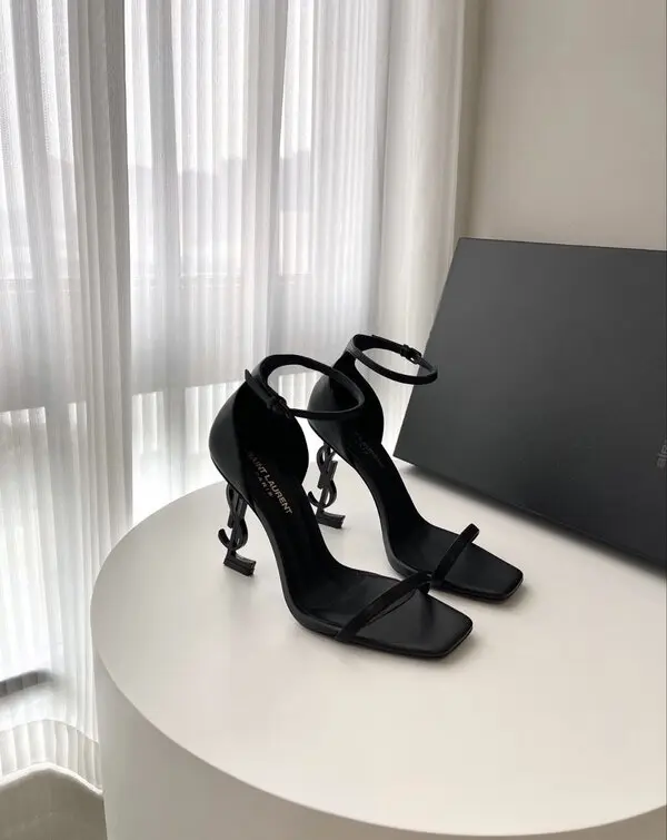 Saint Laurent Opyum High-heeled Sandals With Square Toe - Black