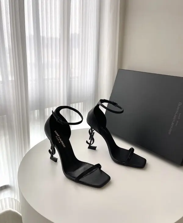 Saint Laurent Opyum High-heeled Sandals With Square Toe - Black