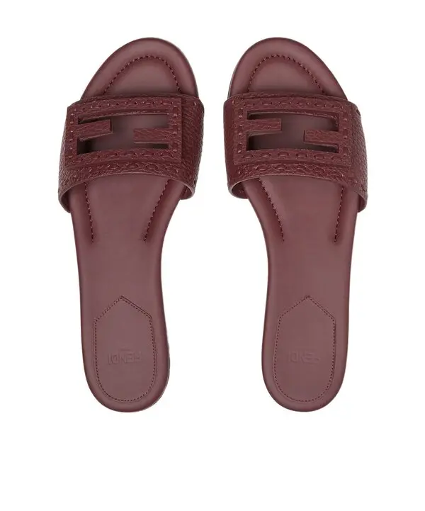 Fendi Baguette Ff Slip-on Slides - Wine Red