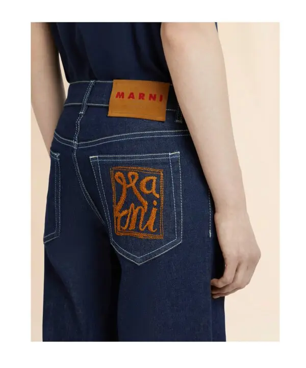 Marni Stretch Denim Wide-leg Jeans - Deep Blue