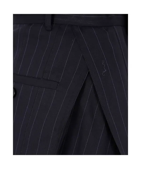 Sacai Pinstriped Pleated Midi Skirt