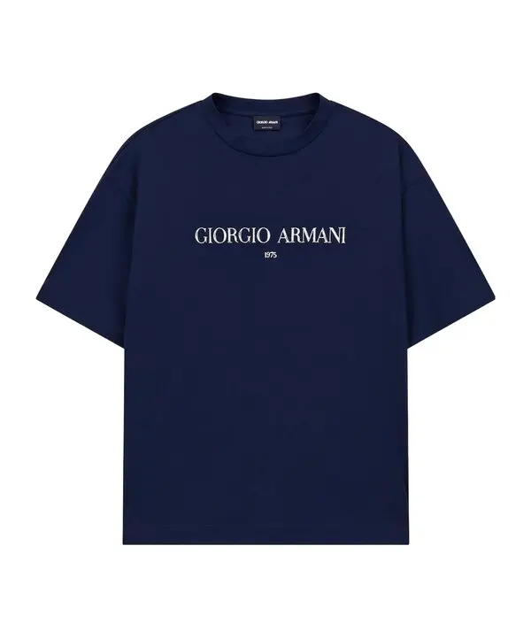 Giorgio Armani Logo Printed Crewneck T-shirt - Blue
