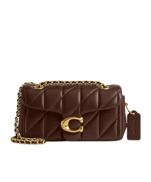 COACH Tabby 20 Logo Plaque Quilted Shoulder Bag - Brown