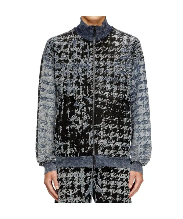DIESEL® Devoré Houndstooth Zip-up Top