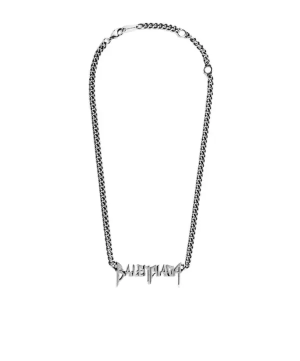 Balenciaga Typo Metal Chain Necklace - Gray