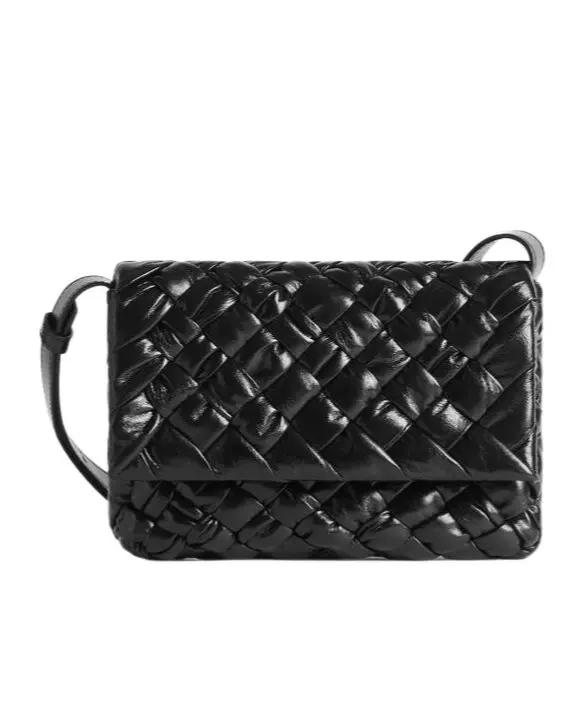 Bottega Veneta Small Rumple Messenger Bag - Black