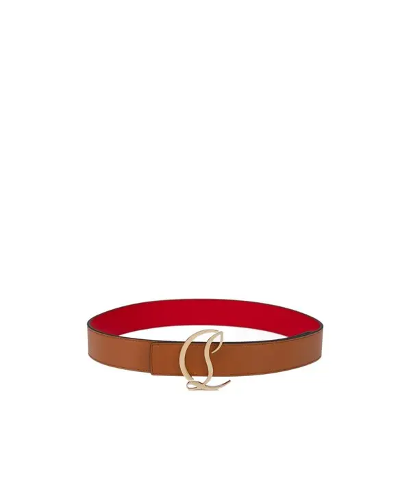 CHRISTIAN LOUBOUTIN Monogram Buckle Belt - Brown