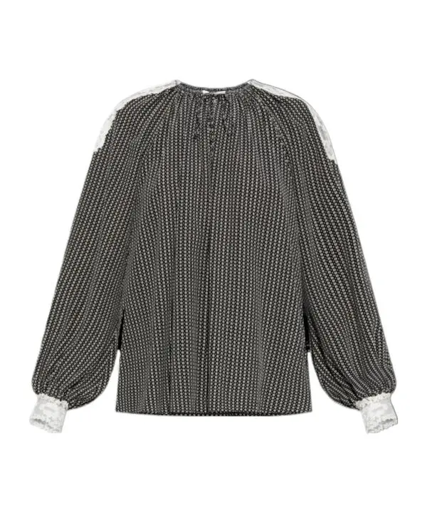 Chloé Graphic Print Blouse With Lace Accents