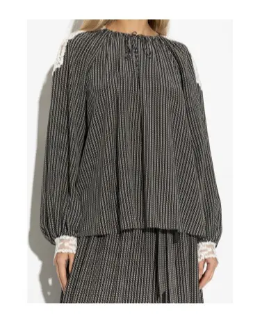 Chloé Graphic Print Blouse With Lace Accents