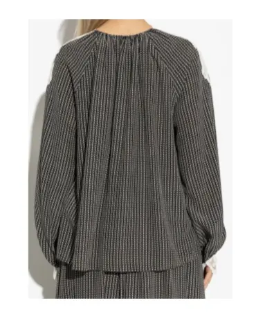 Chloé Graphic Print Blouse With Lace Accents