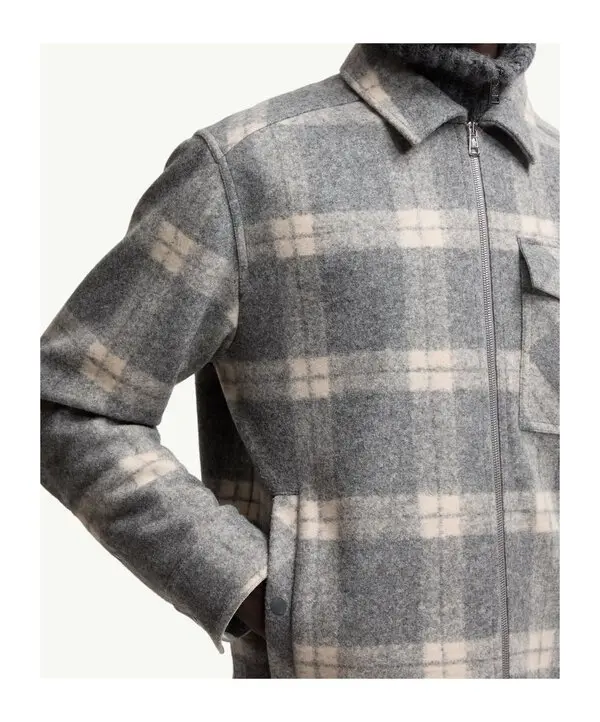 Moncler Logo Patch Zip-up Tartan Shirt