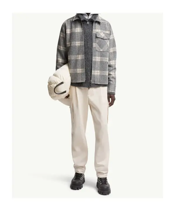 Moncler Logo Patch Zip-up Tartan Shirt