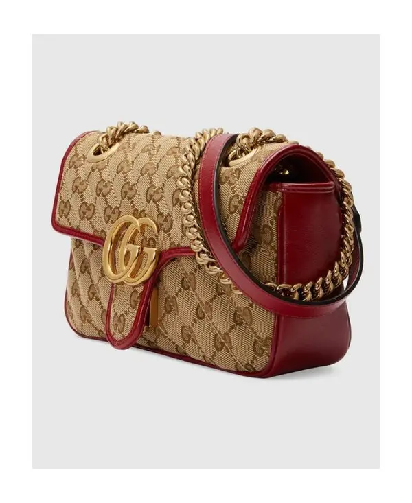 Gucci Gg Marmont Matelassé Mini Shoulder Bag - Beige/ebony/red