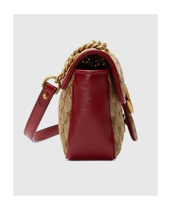 Gucci Gg Marmont Matelassé Mini Shoulder Bag - Beige/ebony/red