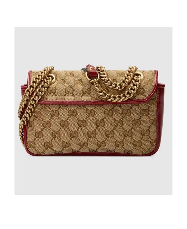 Gucci Gg Marmont Matelassé Mini Shoulder Bag - Beige/ebony/red