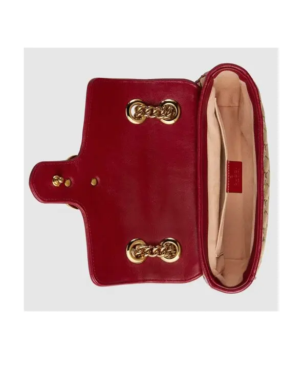 Gucci Gg Marmont Matelassé Mini Shoulder Bag - Beige/ebony/red