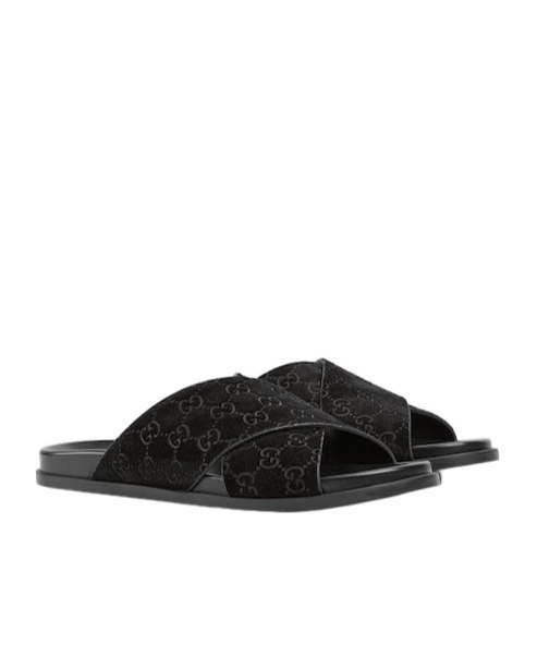 Gucci Monogram Criss-cross Slides