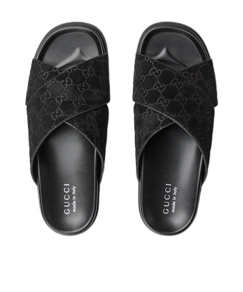 Gucci Monogram Criss-cross Slides