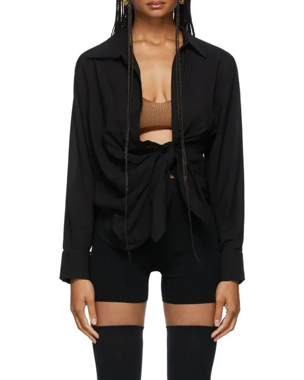 Jacquemus Bahia Tie-up Detailed Blouse - Black